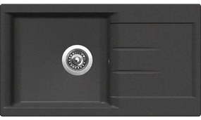 EBS Standard 780 Granitový dřez s odkapem oboustranné provedení, 78x44 cm, obsidián