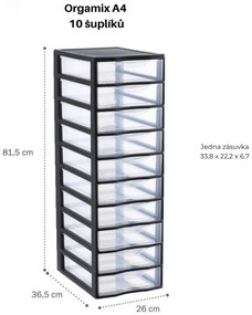 SUNDIS Úložný box s 10 zásuvkami, antracit, OFFICEMIX A4 10A