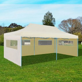 Krémový skládací nůžkový party stan 3 x 6 m,  41582