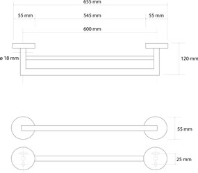 Sapho Sapho, X-ROUND GOLD dvojitý držák ručníků, zlatá, XR401GB