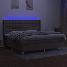 Box spring postel s matrací a LED taupe 200x200 cm textil 3139225