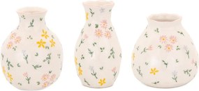 Krémové vázy v sadě 3 ks z kameniny (výška 10 cm) Ditsy Floral – Sass &amp; Belle