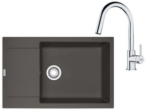 Franke - Kuchyňský set G260ŠB, fragranitový dřez MRG 611-78 BB a baterie FS 3229.031, šedá břidlice/chrom 114.0720.187