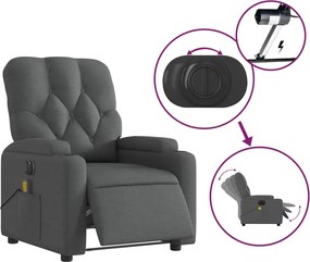Elektrické masážní polohovací křeslo tmavě šedé textil 3204699