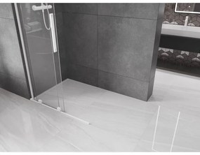 Mexen Velar L, posuvná sprchová zástěna Walk-in 100 x 200 cm, 8mm čiré sklo, bílá matná, 871-100-003-03-20