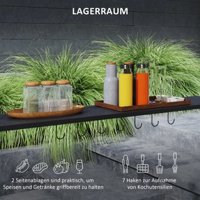 Outsunny BBQ Pavilon 233 x 110 x 235 cm Větruvzdorný Zahradní Pavilon s Dvojitou Střechou, Policemi, Zahradní Pavilon s UV Ochrannou, BBQ Pavilon z O…