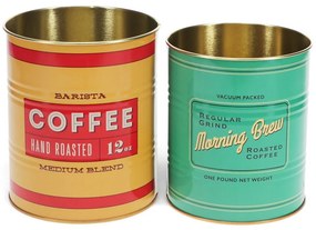 Dekorativní cínové úložné boxy v sadě 2 ks ø 11x13 cm Vintage Coffee – Rex London