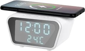Digitální budík s indukční nabíječkou REBEL RB-6303-W, bílá