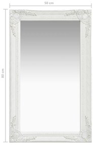 Nástěnné zrcadlo Parrenic - barokní styl - bílé | 50x80 cm