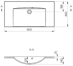 Sapho, MARIA umyvadlo 90x46cm, litý mramor bez otvoru pro baterii, bílá, MA090-0