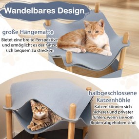 Costway Cat House 2patrový bambusový vyvýšený lůžko pro kočky s úložným