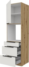 ARIA az | vysoká skříňka 60 DPS-210 3S1F na vestavnou troubu | PREMIUM BOX | 60 cm | ANTI FINGERPRINT povrch | artisan/bílá