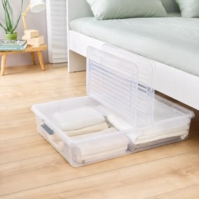 Úložný box s víkem a kolečky pod postel, KEEEPER CLIPBOX LEO 53L, 77 x 58 x 16 cm