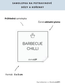 Samolepka na kořenky BARBECUE CHILLI průhledná  5 × 5 cm základní písmo