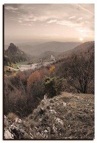 Obraz na plátně - Podzimní krajina při západu slunce, Slovensko, Vrsatec - obdélník 7260FA (90x60 cm  )