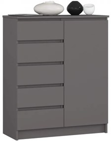 Komoda K80 1D 5SZ PK grafitová / šedá