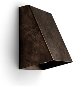Il Fanale 298.02.OS Mask, hranaté nástěnné svítidlo z mosazi pro nepřímé osvětlení, LED 6W 3000K, délka 12,6cm, IP65