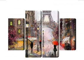Vícedílný obraz Pohled Na Ulici Paříže Jako Malované Nedostatek Nedostatek Plátno Canvas 160x120
