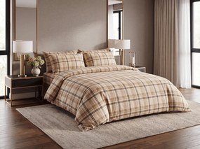 Mikroplyšové povlečení PLAID krémové Rozměr povlečení: 2 ks 70 x 90 cm | 200 x 220 cm
