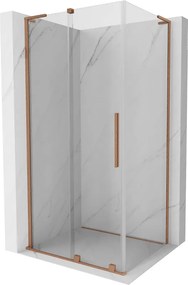 Mexen Velar L, sprchový kout s posuvnými dveřmi 100 x 75 cm, 8mm čiré sklo, měděná matná, 871-100-075-03-65