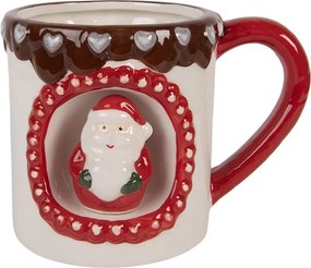 Bílý vánoční keramický hrnek Santa Claus - 14*10*10 cm / 375 ml