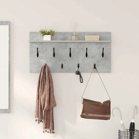 věšák, nástěnný, 1 prkno, háčky, kompozitní dřevo, 40x80x12 cm, beton šedá, Dekorino TK20260018