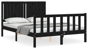 vidaXL Rám postele s čelem černý 140 x 200 cm masivní dřevo