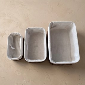 Sada 3 bambusových košíků s textilní vložkou, 30 x 20 x 13 cm, černá