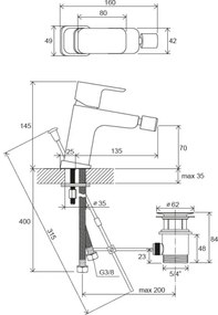 Ravak X070155 - Bidetová baterie + výpusť FREE černá