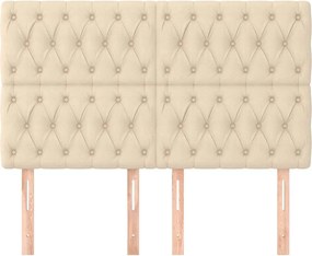 Čelo postele krémové 144x7x118/128 cm látkové 3116671