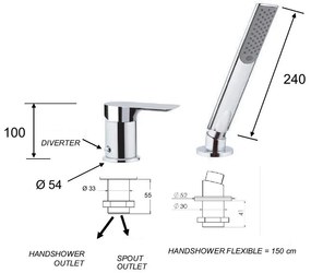 HOPA Dvouotvorová vanová baterie  ARNO 27 chrom  - BAREI27