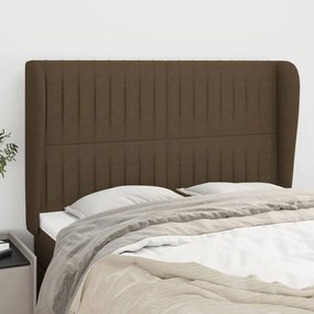 Čelo postele typu ušák tmavě hnědé 147x23x118/128 cm textil 3118195