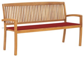 Stohovatelná zahradní lavice s poduškou 159 cm masivní teak 3063312