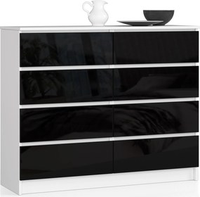 Komoda K120 8SZ bílá/černý lesk
