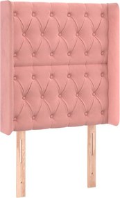 Čelo postele s LED růžové 83 x 16 x 118/128 cm samet 3124419
