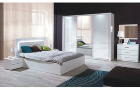Kondela Manželská postel, 160x200, bílá / vysoký bílý lesk HG, ASIENA