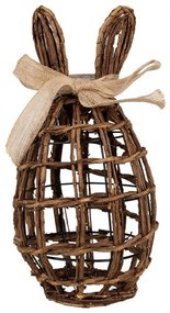 Hnědá proutěná dekorace vajíčko s králičími oušky - 16*16*31 cm