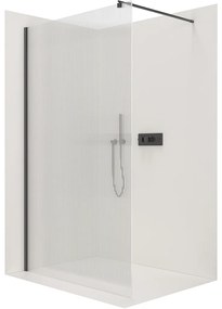 CERANO - Sprchová zástěna Walk-in Onyx L/P - kulatá vzpěra - černá matná, rýhované sklo - 130x200 cm, CER-CER-8050BD307