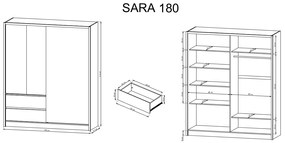 Šatní skříň SARA 180 Bílá