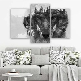 Gario Obraz na plátně Černý vlk abstraktní - 3 dílný Rozměry: 60 x 40 cm