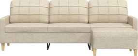 3místná pohovka s podnožkou krémová 210 cm textil 3278251