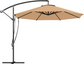 Závěsný slunečník Ø 290 cm s křížovým podstavcem, manuální ovládání a ochranným krytem, UV 50+ a větracími provázky pro terasu nebo patio - Khaki | Ao