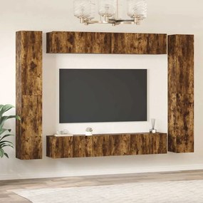 10dílný set TV skříněk kouřový dub kompozitní dřevo 3120248