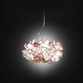 Slamp Clizia, závěsné designové svítidlo z Opalflexu s oranžovým okrajem, 2x12W E27, prům. 53cm