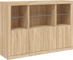 Příborníky s LED osvětlením 3 ks dub sonoma kompozitní dřevo 3209109
