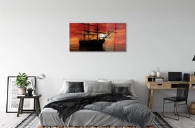 Obraz na skle Loď moře nebe mraky slunce 100x50 cm