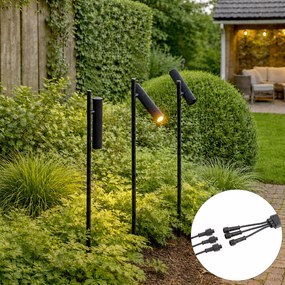 Sada 3 bodových reflektorů s hrotem černá vč. LED IP44 - Garly Ribble