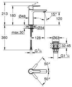 Grohe Lineare - Páková umyvadlová baterie s Push-open zátkou, chrom 23106001