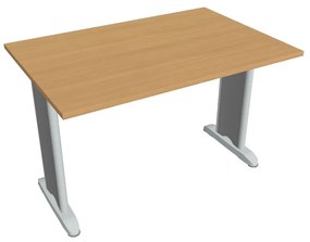 Stůl jednací rovný 120 cm - Hobis Flex FJ 1200 Dekor stolové desky: buk, Barva nohou: Stříbrná