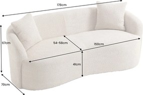 Designová 2-místná pohovka Vardinon 178 cm šampaňská béžová